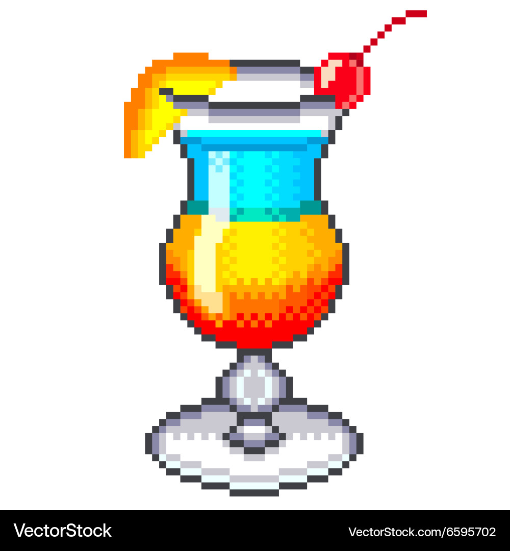 Pixel rainbow cocktail isolated Royalty Free Vector Image