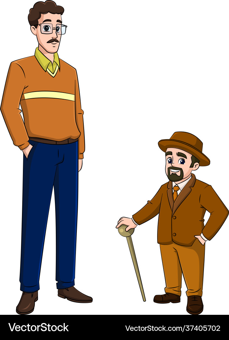 Tall vs. Short Men Cartoon Royalty Free Vector Image