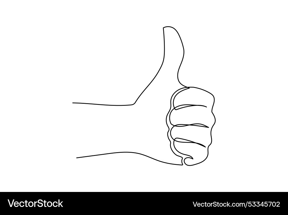 Thumb up in one continuous line drawing hand Vector Image