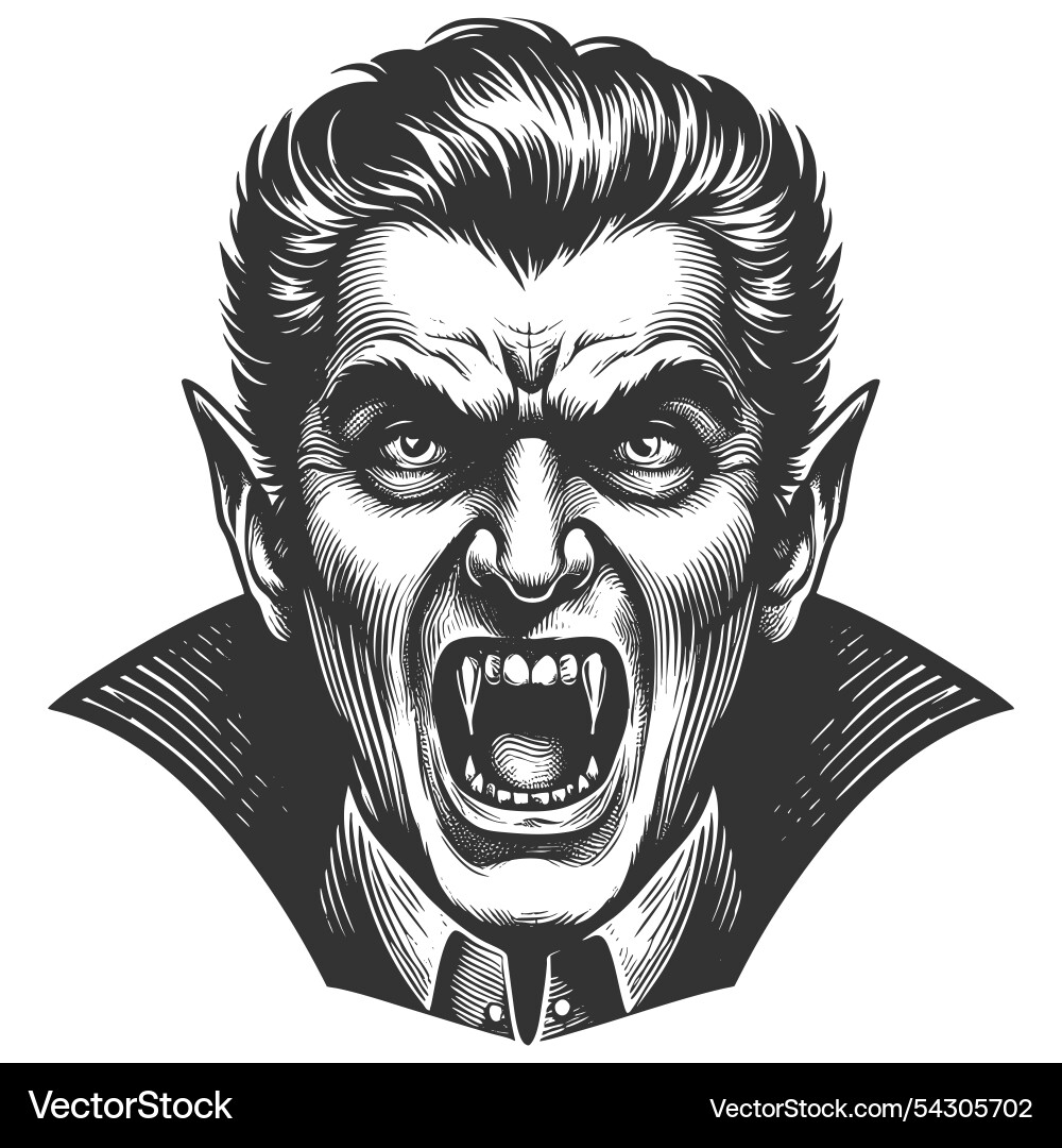 Vampire portrait with fierce expression Royalty Free Vector