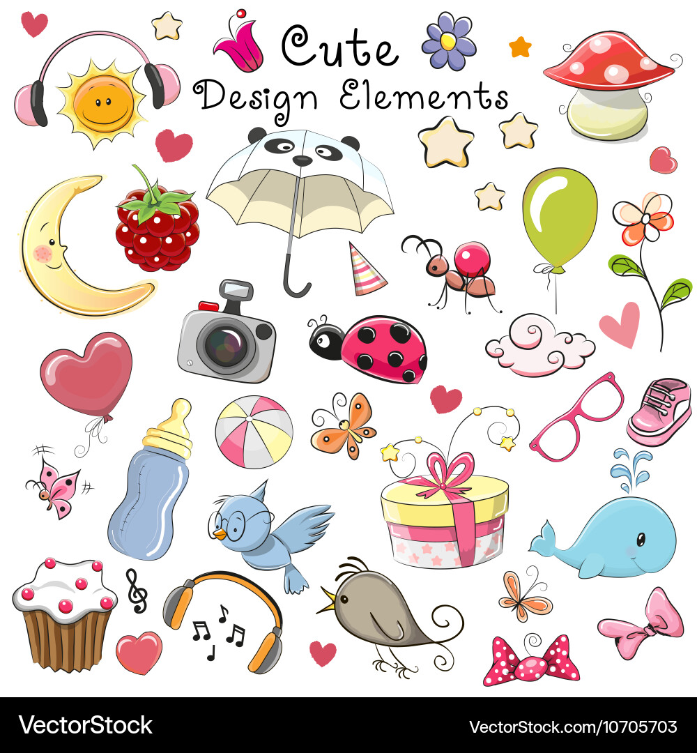Adorable Elements Collection Royalty Free Vector Image