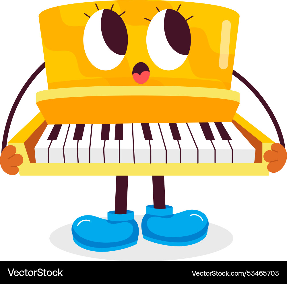Basic rgbcute comic style sticker of piano tune Vector Image