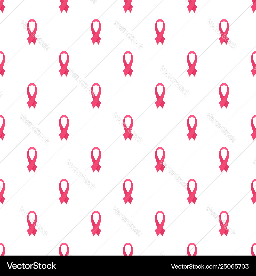 Breast cancer pink ribbon pattern seamless Vector Image
