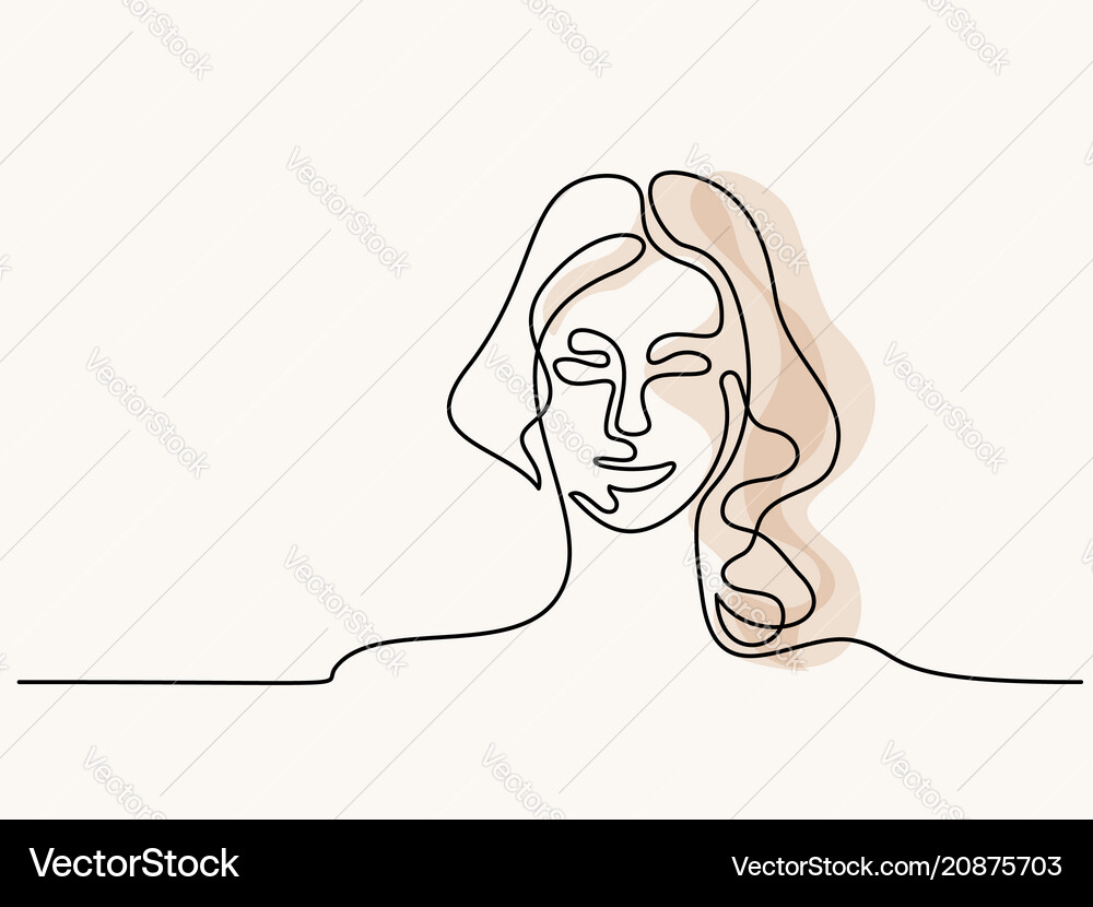 Elegant Continuous Line Portrait Royalty Free Vector Image