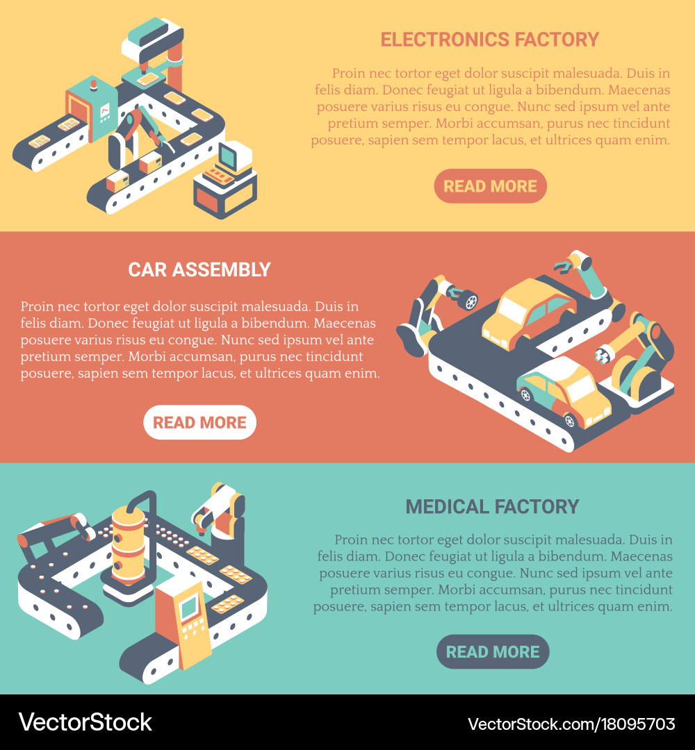 Factory automation concept flat isometric Vector Image