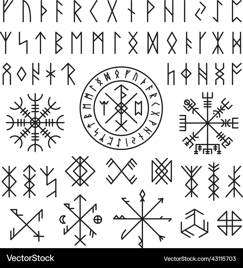 Futhark viking norse runic design icons old Vector Image