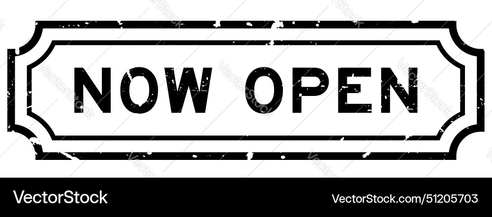 Grunge black now open word rubber seal stamp Vector Image
