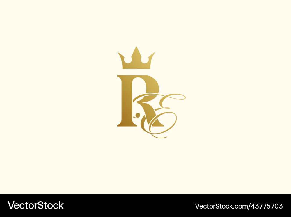 Letter re logo classic luxury gold Royalty Free Vector Image