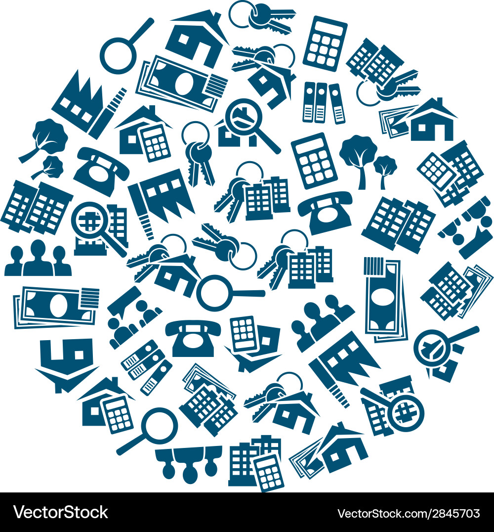 Real estate icons in circle Royalty Free Vector Image