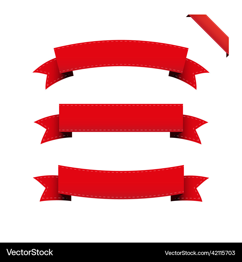 Red ribbon set Royalty Free Vector Image - VectorStock