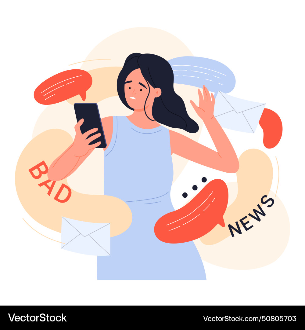 Social media news doomscrolling Royalty Free Vector Image