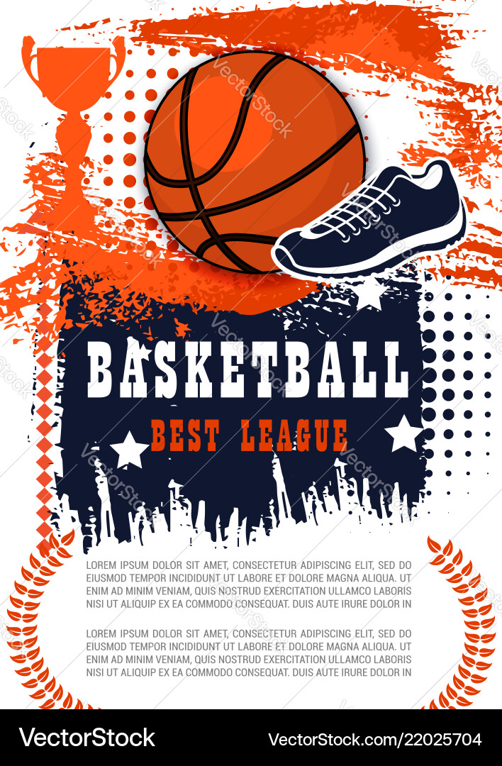 Basketball game poster with ball Royalty Free Vector Image
