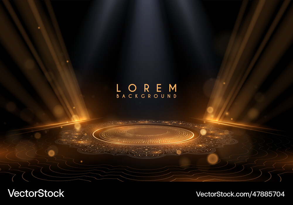 Black and Gold Stage Backdrop Royalty Free Vector Image