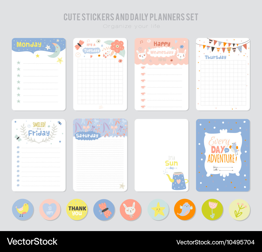 Cute daily note template Royalty Free Vector Image