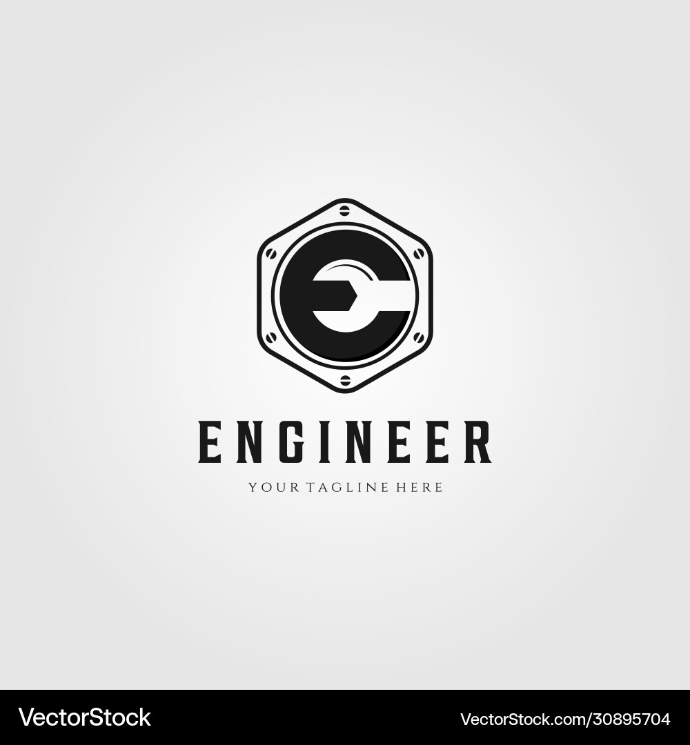 Engineer E Wrench Logo Royalty Free Vector Image