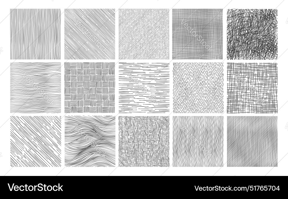 Line crosshatch patterns hand drawn pencil sketch Vector Image