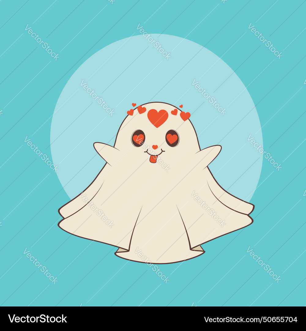 Valentine ghost with heart Royalty Free Vector Image