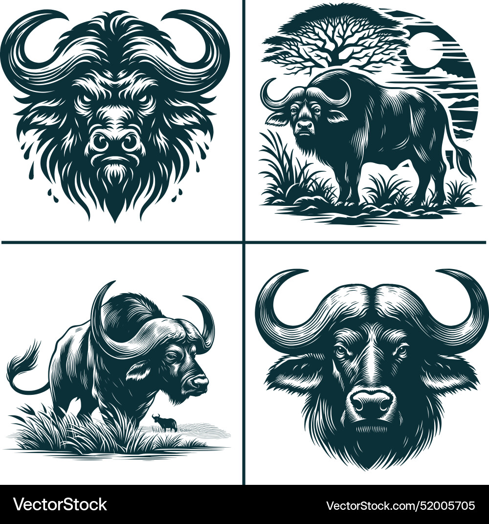 Bison buffalo silhouette svg filesbuffalo Vector Image