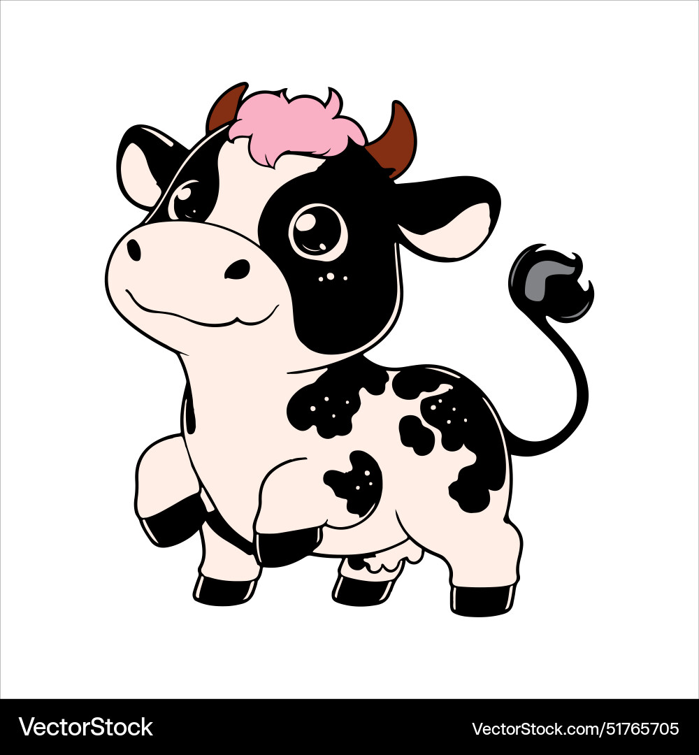 Cute cow cartoon icon Royalty Free Vector Image