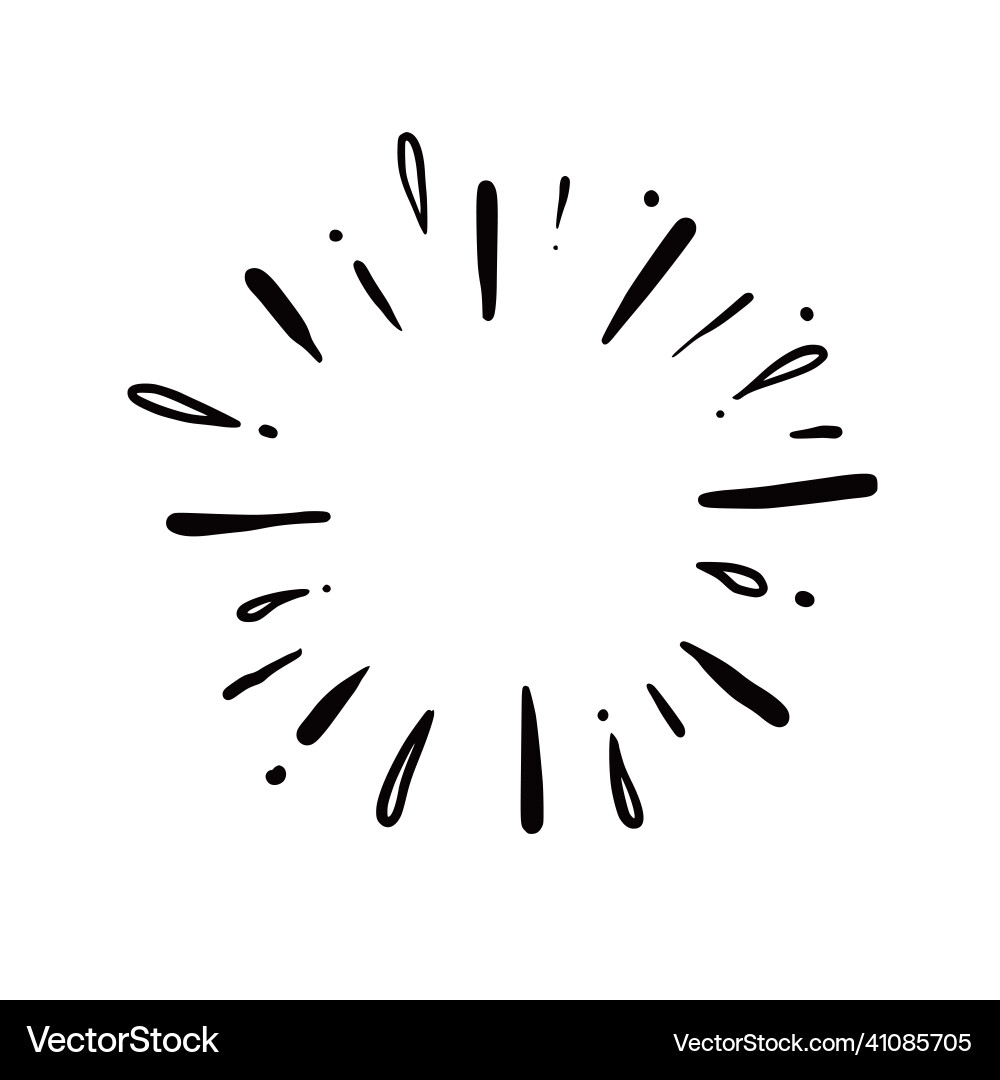 Hand drawn sunburst shine ray doodle Royalty Free Vector