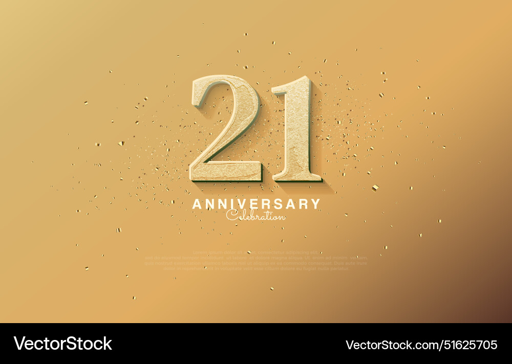 Number 21 design is with gold numbers and Vector Image