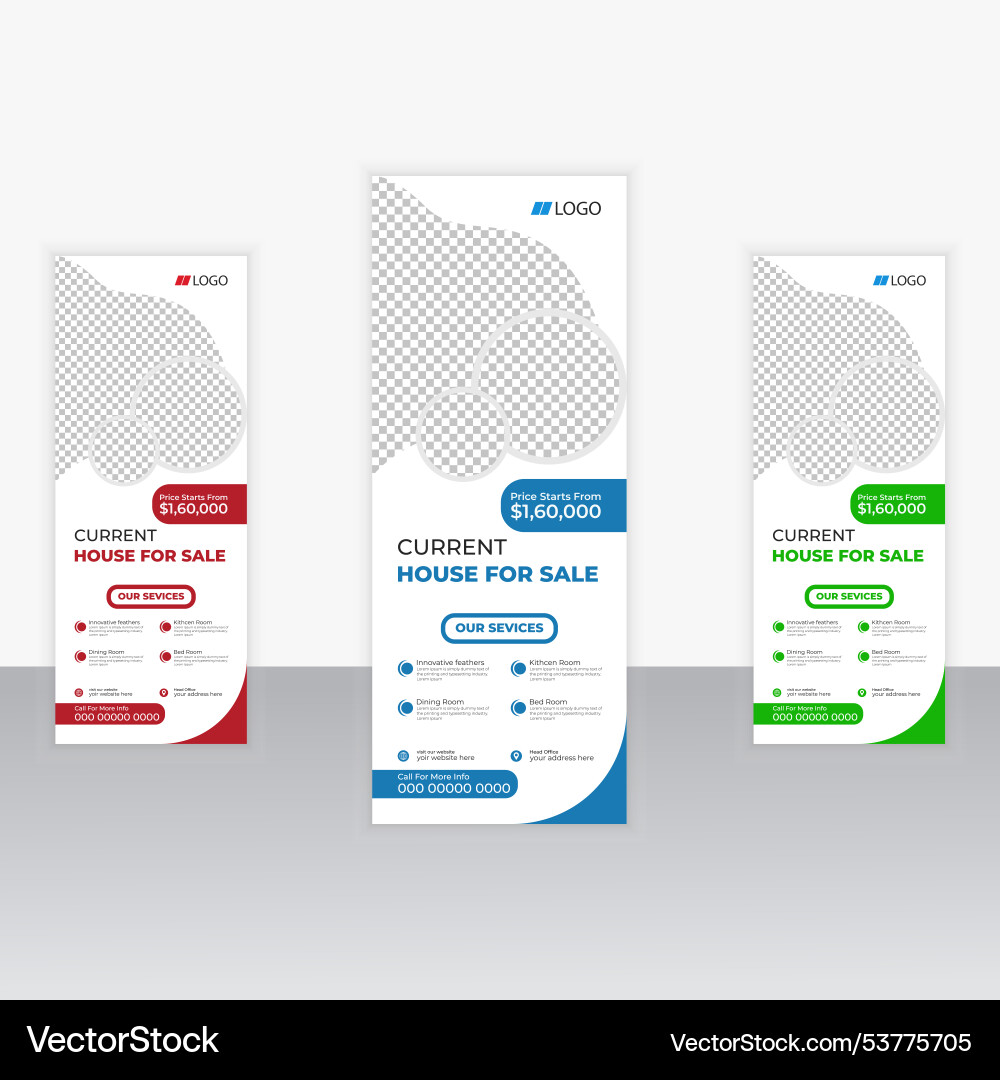 Real estate roll up banner design Royalty Free Vector Image