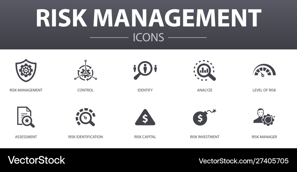 Risk management simple concept icons set contains Vector Image