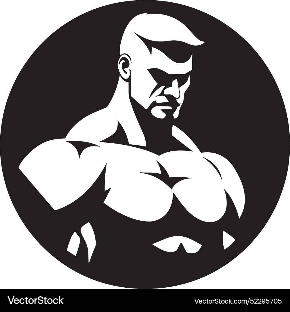 Sculpted silhouette bold bodybuilder musclesink Vector Image