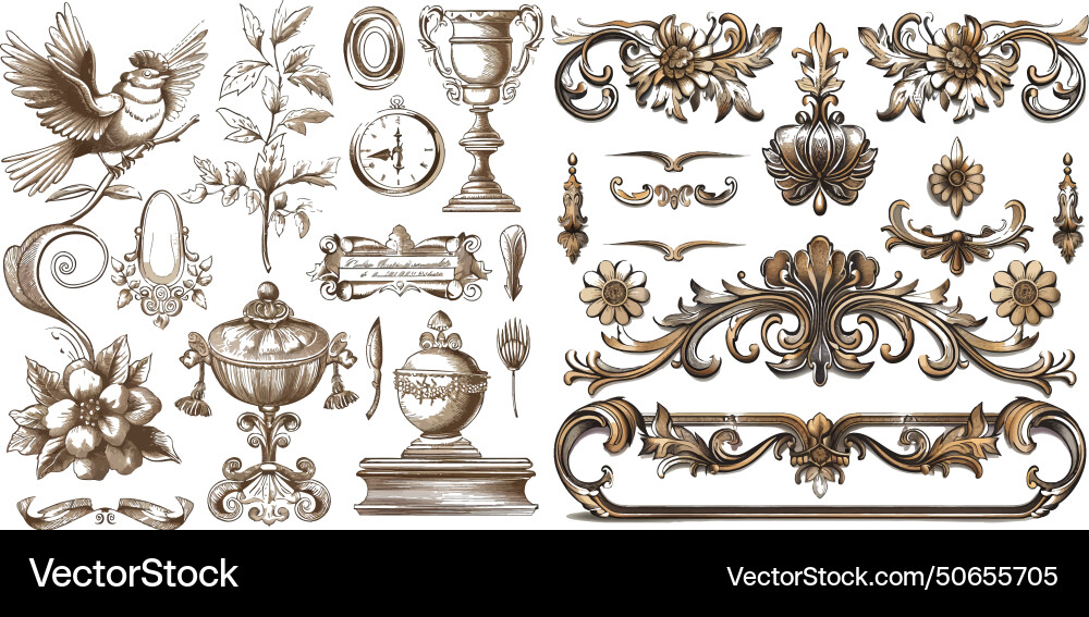 Set of vintage design elements Royalty Free Vector Image