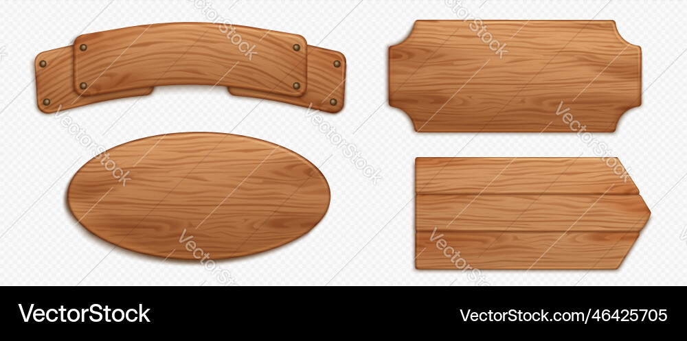 Wood texture sign board realistic banner Vector Image