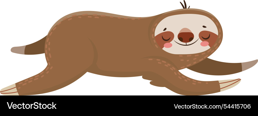 Adorable cartoon sloth crawling on the ground Vector Image