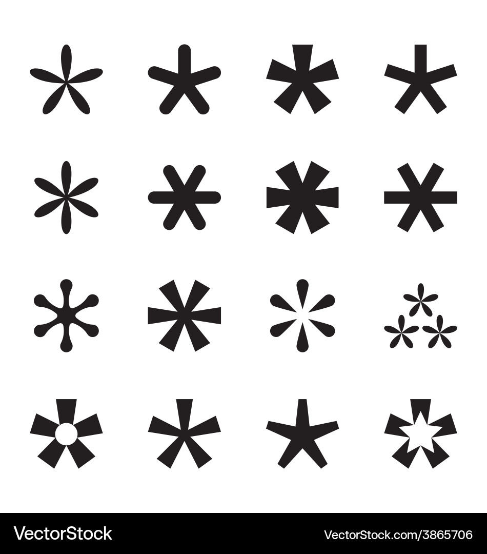 Asterisk footnote star icon set Royalty Free Vector Image