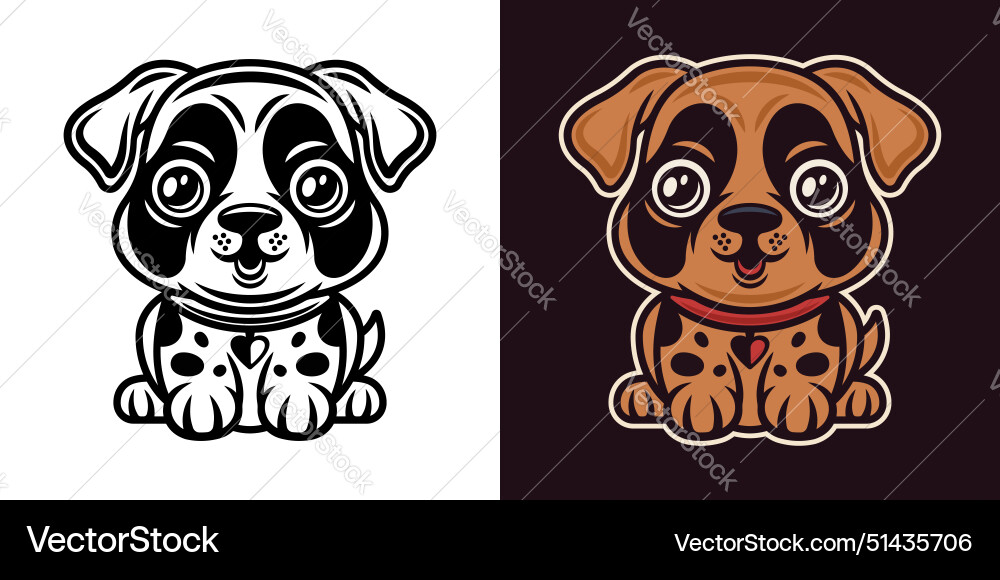 Dog cartoon character in two Royalty Free Vector Image