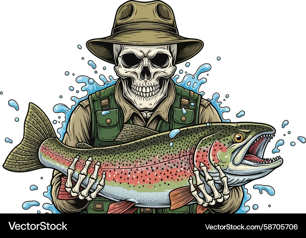 Fishing reaper with his giant catch Royalty Free Vector