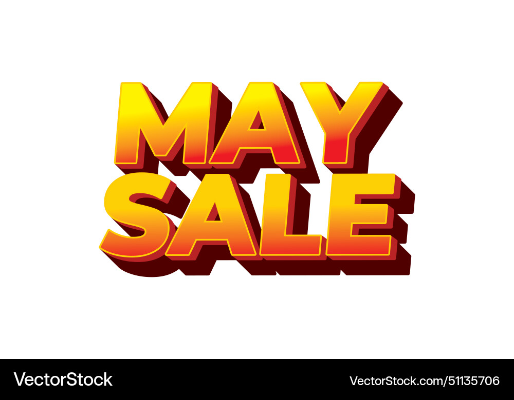 May sale text effect in 3 dimensions style Vector Image