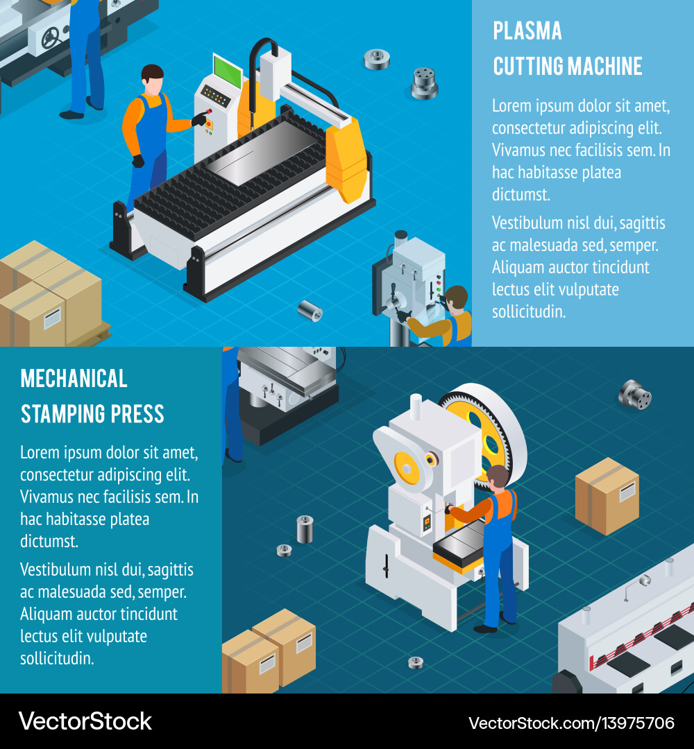 Metalworking Factory Banners Royalty Free Vector Image