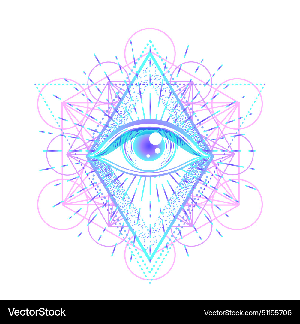 Sacred geometry symbol with all seeing eye over Vector Image