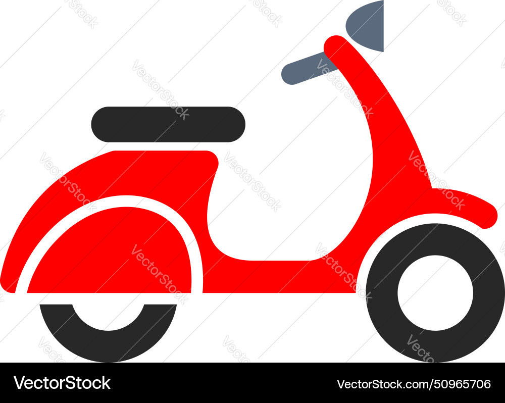 Simple red scooter moped silhouette icon Vector Image