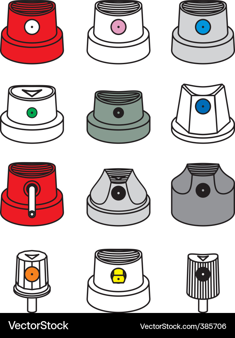 Spray can caps Royalty Free Vector Image - VectorStock