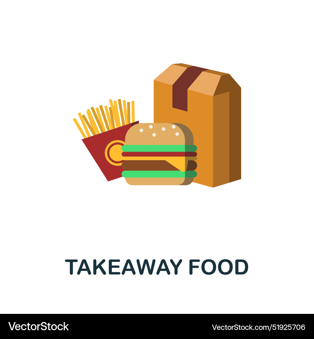 Takeaway food flat icon colored sign from take Vector Image