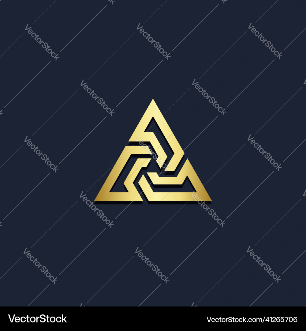 Triangle maze gold logo Royalty Free Vector Image