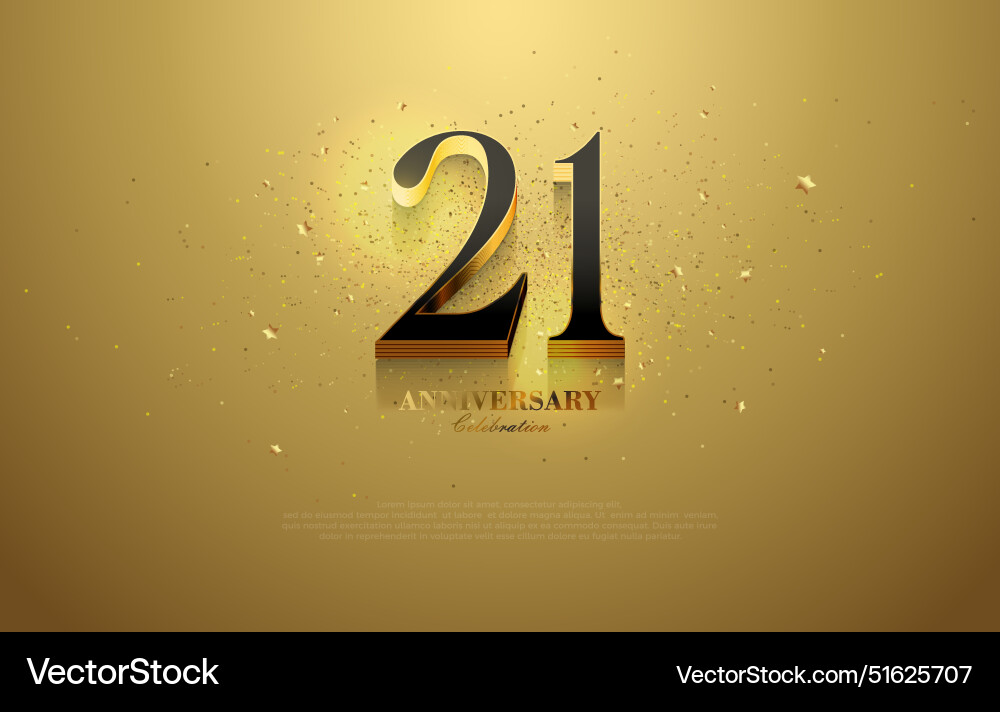 21st anniversary design with black numbers and a Vector Image