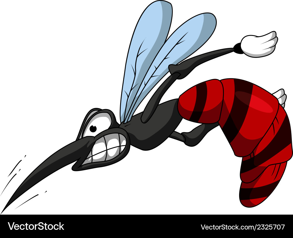 Angry mosquito cartoon Royalty Free Vector Image