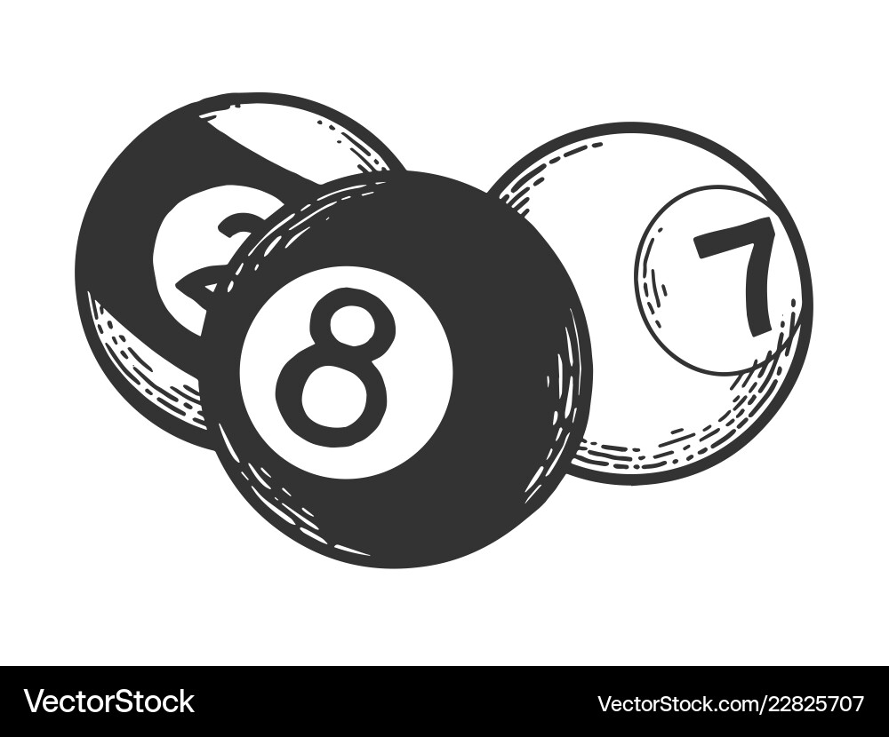 Billiard balls engraving Royalty Free Vector Image
