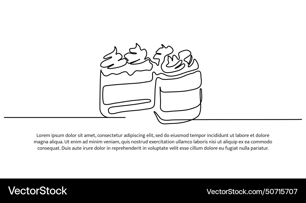 Continuous one line cake that has been cut Vector Image