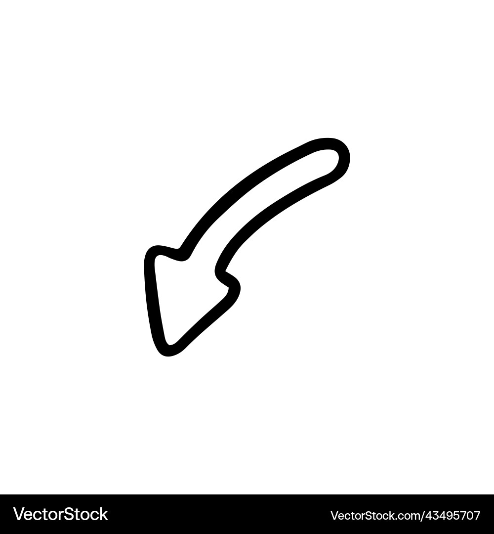 Curved line doodle arrow pointing down left corner