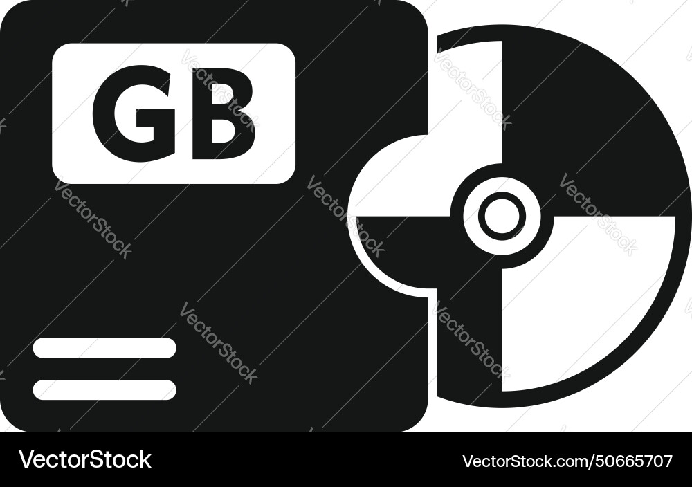 Disk gb focus solid icon simple cloud size Vector Image