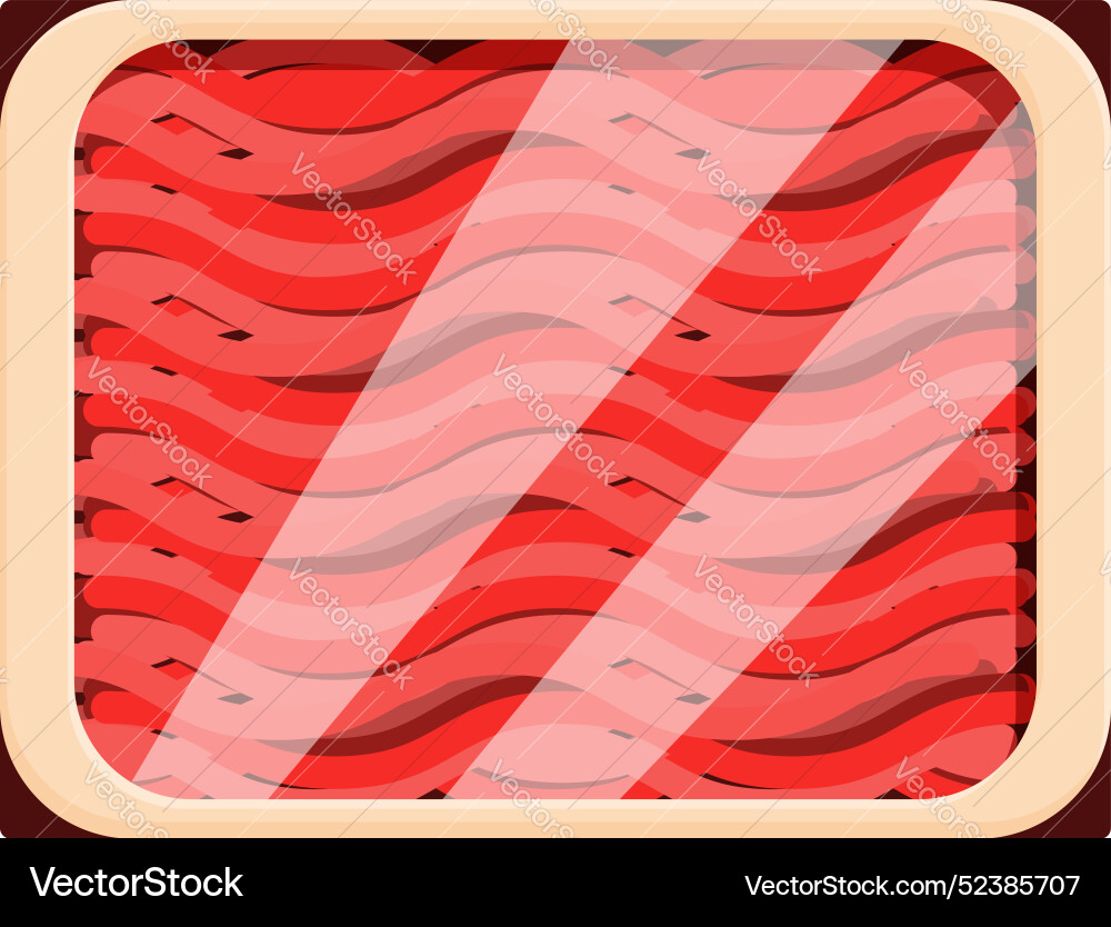 Fresh ground beef in plastic tray packaging being Vector Image