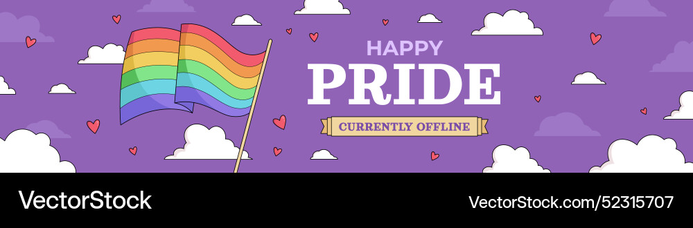 Hand Drawn Pride Month Twitch Banner Royalty Free Vector