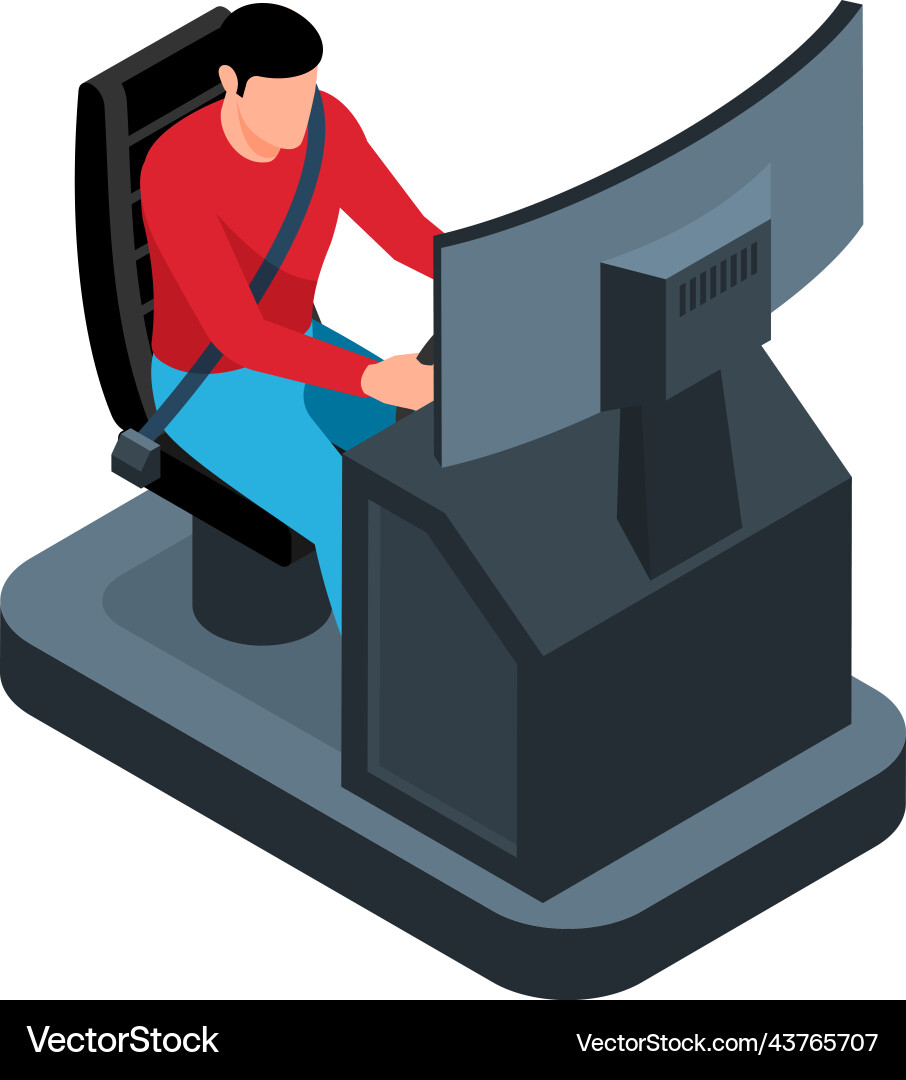 Isometric driving simulator Royalty Free Vector Image